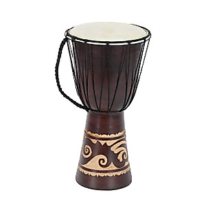 Deco 79 Wood Drum Handmade Decorative Sculpture Djembe Home Decor Statue with Rope Accents, Accent Figurine 9" x 10" x 16", Brown