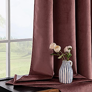 MIULEE Dusty Rose Velvet Curtains 84 inch Long and 100% Blackout Velvet Curtains
