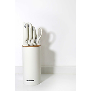 Generic BCB Kitchen Knife Set - 5 Piece Stainless Steel Set with Storage Block, Small White Modern Design, Sharp & Professional Knives, GA-011