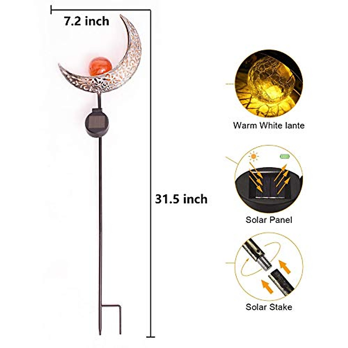Luxiya Landscape Path Lights Solar Yard Lights Outdoor Decorative Moon Light Garden Solar Light