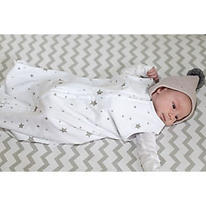 Ely's & Co 100% Cotton Wearable Blanket Baby Sleep, Grey Stars, Size 0-3 Months