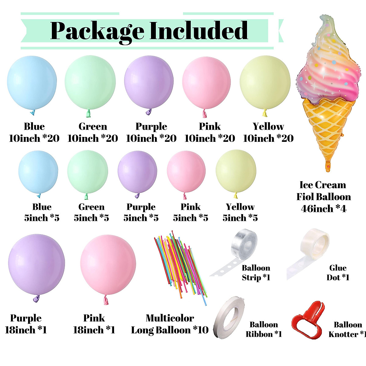 Pastel Balloons Garland Arch Kit 143pcs Macaron Rainbow Balloons Birthday Party Background Decoration Girl Baby Shower Donuts Ice Cream Party Supplies Pink Blue Green Balloons