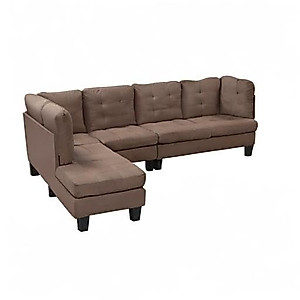 Casa Andrea Milano Modern Reversible Sectional Sofa Couch with Chaise,Brown, Large