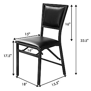 Giantex Folding Chairs, with Padded Seats, Sturdy Metal Frame, Floor Protectors, Space Saving Design, Foldable Dining Desk Chairs for Small Apartment, Extra Guests, Black