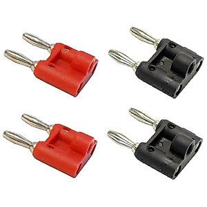 Audio2000'S ACC3166BR4 Two-Pair (2-Black, 2-Red, 4 Plugs Total) Corrosion-Resistant Banana Plugs for Speaker Wires