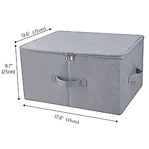 Breathable Canvas Soft Storage Bag with Handles, 2pcs Rigid Folding Storage Bins, Light Gray