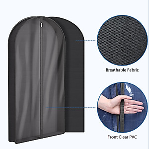 Kntiwiwo 40" Suit Bags for Closet Storage, 4" Gusseted Clear Garment Bags for Hanging Clothes with Zipper, Clothes Storage Bags for Coats,Jackets,Shirts and Dresses(4 Pack)