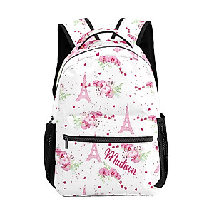 Liveweike Custom Kids Backpack,Romantic Pink Floral Personalized Kid's School Bookbags Bag for Gift Girl Boy Children