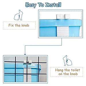 PINVNBY Extra Large Rabbit Litter Box Small Animal Potty Trainer Huge Bunny Litter Pan Plastic Pet Corner Toilet with Mash for Adult Guinea Pigs Chinchillas Ferrets (Blue)