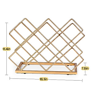 Drincarier Countertop Wine Rack - 10 Bottle Freestanding Modern Gold Metal Small Wine Rack - Tabletop Wine Holder Stand for Cabinet, Pantry, Wine Bottle Storage……