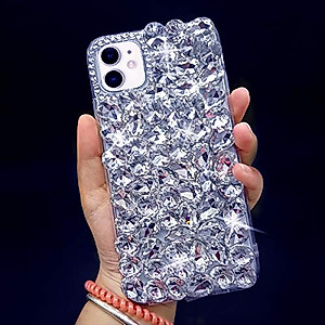 Bonitec for iPhone 11 Case 3D Glitter Sparkle Bling Case for Women Luxury Shiny Crystal Rhinestone Diamond Bumper Clear Gems Protective Case Cover