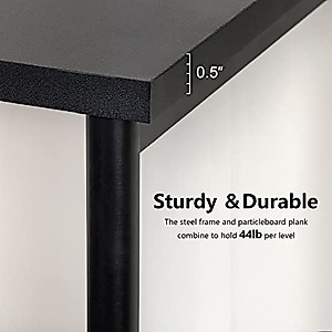 MOOACE Tall Side Table, 3 Tier End Table, Side Table with Storage Shelf for Bedroom Living Room, Small Nightstand for Small Spaces, Black