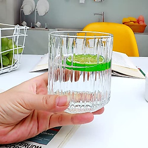 QAPPDA Drinking Glasses Set of 12,Clear Mixed Glassware Set,Vintage Ribbed 13oz Highball Glasses&10 oz Rocks Glasses,Origami Style Everyday Glassware for Cocktail,Whiskey,Juice,Water