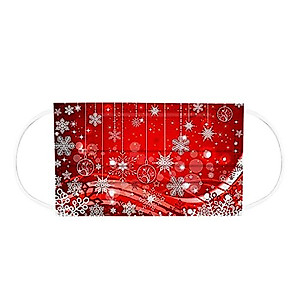 Kamendita 50 Pcs Disposable Adult's Face Bandanas 3-Ply Breathable with Christmas Parttern Outdoor Work Party Activities