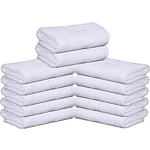 GOLD TEXTILES 120 Pack Premium White Hand Towels 16x30 inches - 100% Ring Spun Cotton Luxury Soft Absorbent & Quick Dry, Large Bathroom Hand Towel Perfect for Hotel, Salon,Gym & Spa (120 White)