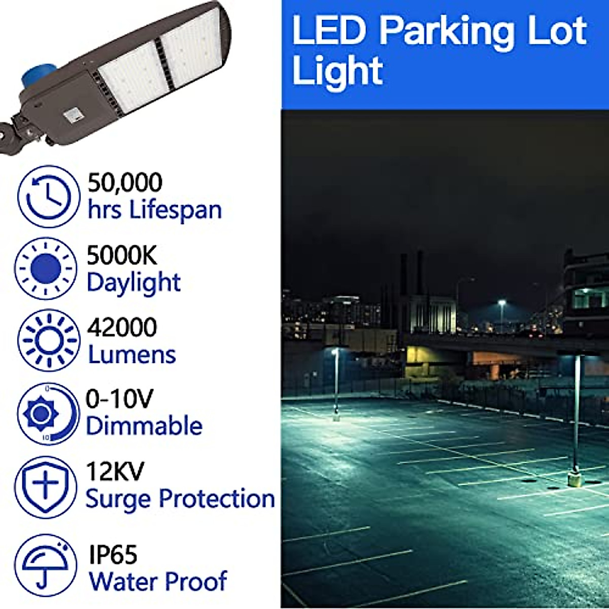 OSTEK 150W LED Parking Lot Light with Dusk to Dawn Photocell, 20KV Surge Protection, 5000K 21000LM LED Shoebox Lights with Slip Fitter Mount- Outdoor Pole Area Street Light, AC100-277V, UL&DLC Listed