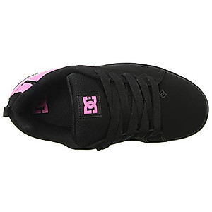 DC Unisex-Child Court Graffik Low Top Skate Shoe Sneaker, Black/Pink, 2 M M US Big Kid