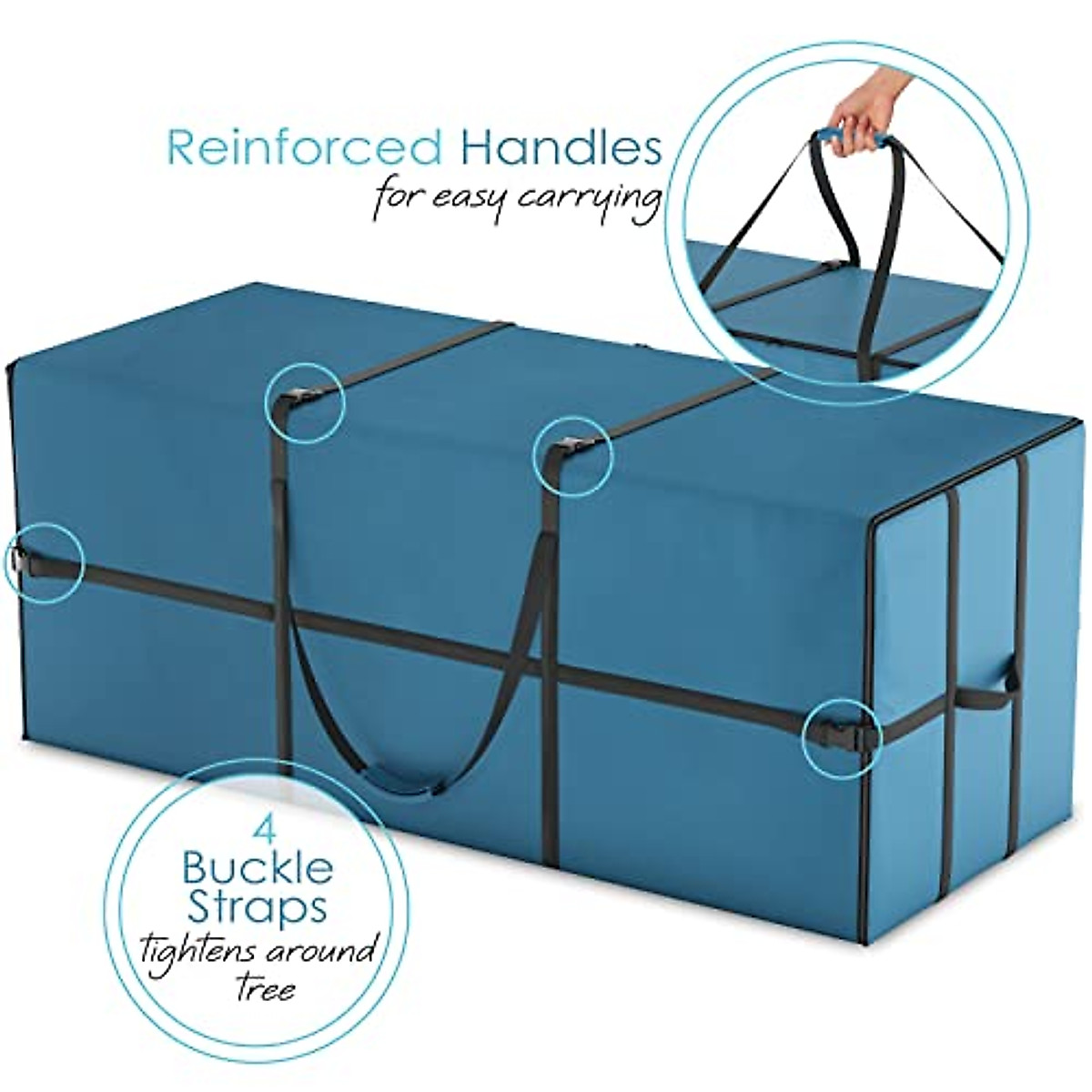 Hearth & Harbor Christmas Tree Storage Bag 7.5 ft. – Waterproof Christmas Tree Storage Box of 600d Oxford Material – Christmas Tree Bag With Handles & Special Wide Opening, Blue (VCN-HHHS14-FBM-NEW)