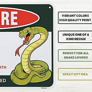 Venicor Snake Sign Decor - 8 x 12 Inches - Aluminum - Pet Snake Tank Accessories Tapestry Gifts Stuff Poster