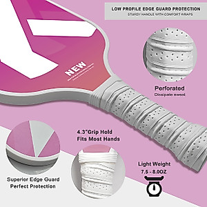 Pickleball Paddles Set of 6 Graphite Pickleball Set with Honeycomb Core and Comfort Grip,Pickle-Ball Equipment Includes 6 Paddles,6 Balls,1 Portable Carry Bag,6 Sports Cold Towel,2 Ball Retriever