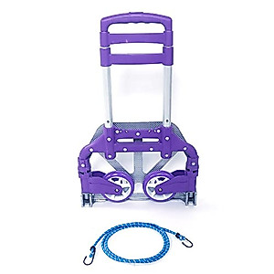 Portable Aluminium Cart Folding Dolly Push Truck Hand Collapsible Trolley Luggage (Purple)