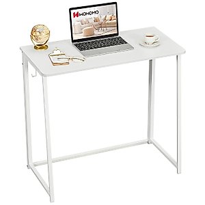 WOHOMO Folding Desk, Small Writing Desk 39.4", Space-Saving Foldable Laptop Table Writing Workstation for Home Office, Easy Assembly, White