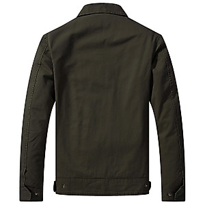 WenVen Men's Casual Cotton Light Jacket Military Barn Coat (Army Green, M)