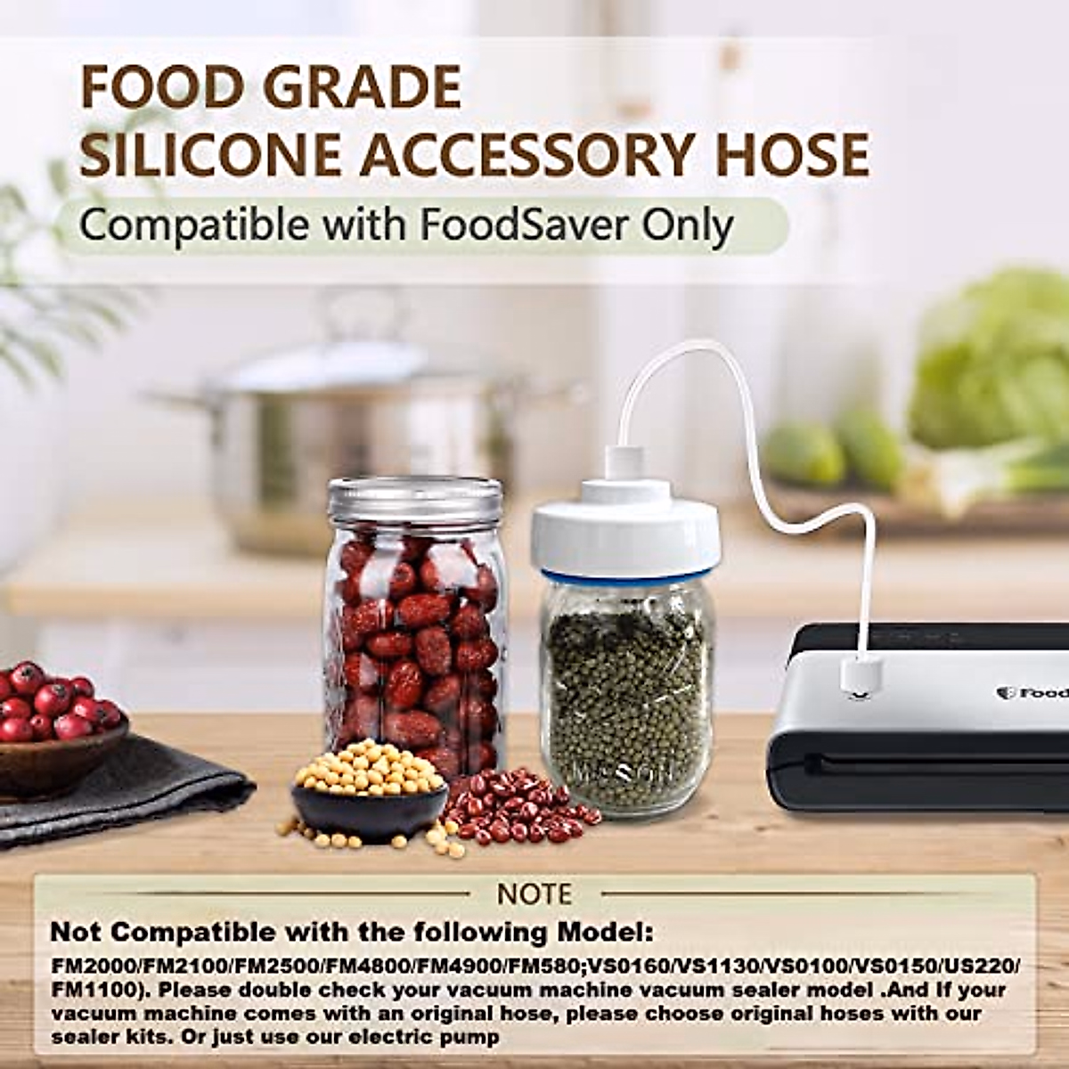 Electric Mason Jar Vacuum Sealer - Food Vacuum Saver Can Sealer Jar Seal Pump Kit Accessories for Wide and Regular Mouth Mason Jars Compatible with FoodSaver Vacuum Canning Sealer Machine Attachment