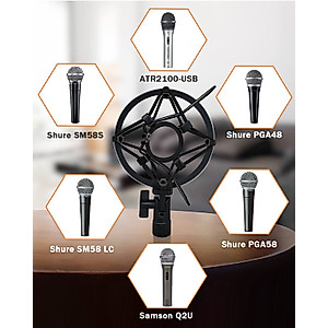 Microphone Shock Mount Mic Holder For Samson Q2U Shure SM58 ATR2100-USB Behringer Xm8500, Mic Clip Holder Mount for Diameter 28mm-32mm Dynamic Microphone Like AT2005-USB Shure PGA48 PGA58, Boseen