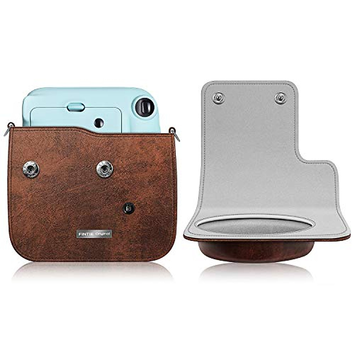 Fintie Protective Case for Fujifilm Instax Mini 11 Instant Camera - Premium Vegan Leather Bag Cover with Removable Adjustable Strap, Vintage Brown