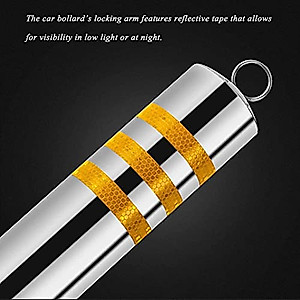 Car Parking Space Lock Stainless Steel Parking Posts for Driveways with Padlock Reflective Security Post (Silver White 750x76mm) (Silver White 600x76mm) (Silver White 750x76mm)