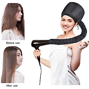 Bonnet Hair Dryer, ZEEFOO Portable Hooded Hair Dryer Attachment Cap for Styling, Curling and Hair Deep Conditioning, Soft Adjustable Large Hooded Bonnet for Hand Held Hair Dryer, Black