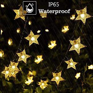 SMATOLS Solar Christmas Snowflake String Lights,50 LED Waterproof Multicolor Fairy Lights for Garden