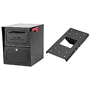 Architectural Mailboxes Oasis Classic Locking Post Mount Parcel Mailbox Bundle with Adapter Plate
