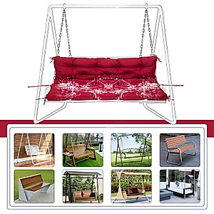Mokoey Swing Cushion Replacement Outdoor Porch Swing Cushions Waterproof Thicken 4" Outdoor Swing Cushions with Ties for Garden Patio Porch Furniture Swing Outdoor Bench Cushions(Wine red-60 * 40in)