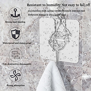 MAGPIE Adhesive Hooks 30kg/66lbs(Max) Duty Wall Hooks SelfTraceless Clear and Removable, Waterproof and Rustproof Multiple Uses for Bathroom Kitchen Home 8 Pack