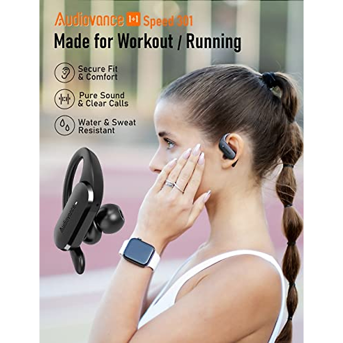 Audiovance 2 Sets Wireless Earbuds Bluetooth Headphones Ideal Gifts, Infinit 301 & Speed 301, 2 Sets Wireless Ear Buds for iPhone & Android (SPIF 301)