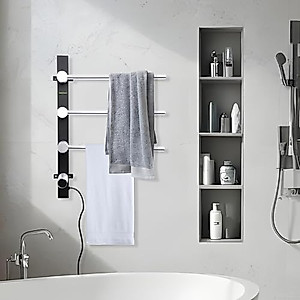 Electric Towel Warmer - Stainless Steel Towel Warmer | 3-Bar Bathroom Towel Heater, Electric Heated Towel Racks for Kitchen/Apartment/Hotel