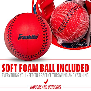 Franklin Sports Kids Baseball Glove - Air Tech Youth Tball Glove - Toddler + Youth Teeball, Baseball + Softball Mitt - Right Hand Throw - Navy/Red - 8.5"