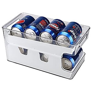 ZWMBYN Rolling Soda Can Organizer Refrigerator Drink Can Holder, 2-layer Automatic Refrigerator Drink Can Dispenser, Drink Beverage Dispenser Rack for Freezer, Countertop, Cabinets & Pantry