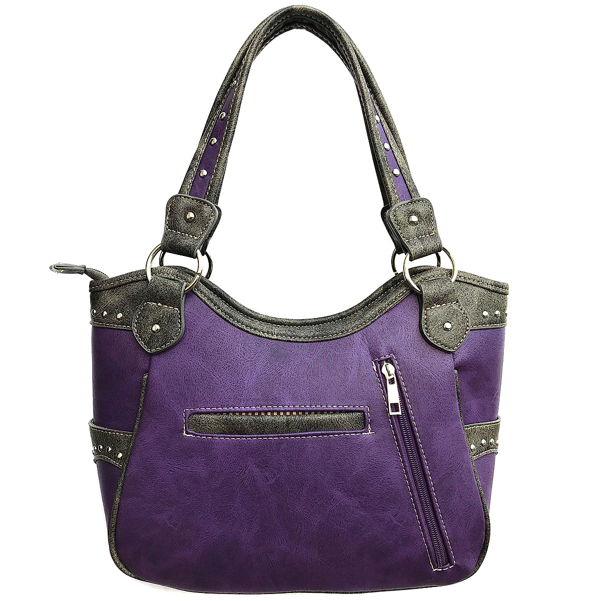 Zelris Dakota Dales Pony Horse Embroidery Mane Western Country Women Conceal Carry Tote Purse with Matching Wallet Set (Purple)