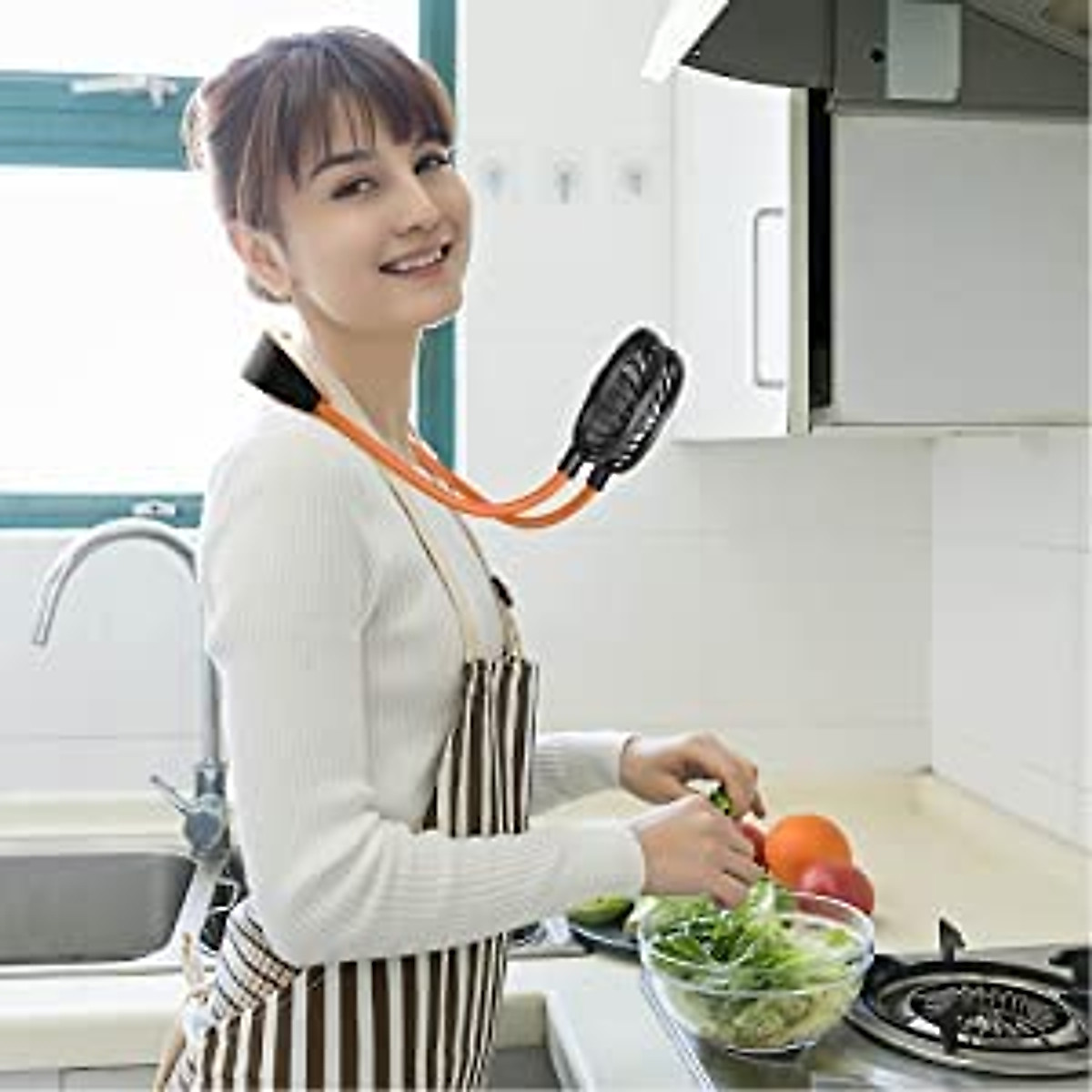 iHoven Portable Neck Fan, USB Rechargeable small desk Fans 5200mAh Battery Operated Wearable Face Fan Hand-Free Cooling Personal Fan for Neck Travel Sports Office Outdoor