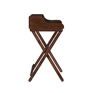 Linon Cade Wood Folding Desk in Antique Walnut Brown