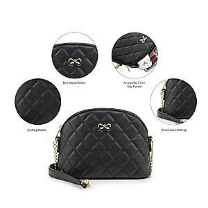 Emperia Small Cute Faux Leather Dome Series Crossbody Bags Shoulder Bag Purse Handbags for Women Alice Quilted Black
