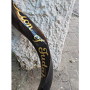 Shofar Yemenite Kudu Horn 38''+ with Sterling Silver Plated + 3D Decorated of - Lion of judah - Authentic Curved Made In Israel