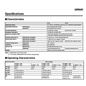 Omron V-10G4-1C24-K (2 pcs) Miniature Switch
