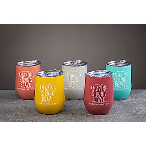 DIVERSEBEE Inspirational Thank You Gifts for Women, Mom, Sister, Wife, Coworker, Nurses, Best Friend, Encouragement Birthday Wine Gifts - Insulated Wine Tumbler Cup with Lid (Ruby)