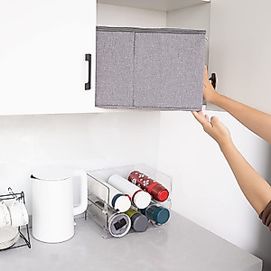 Puricon Water Bottle Storage Containers with Dividers, Drinkware Bottle Boxes Case with Lid for Kitchen Cabinet Cardboard Pantry Shelf -Grey