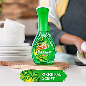 Gain Powerblast Dish Spray, Dish Soap, Original Scent Bundle, 1 Spray (16oz) + 3 Refills (16oz each)