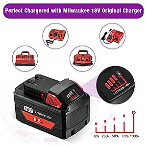 2Packs 6500mAh M18 Battery Compatible with Milwaukee 18V Battery for 48-11-1820 48-11-1850 48-11-1828 48-11-10 48-11-1815 48-11-1852 48-11-1822 48-11-1811 48-11-1840 Cordless Power Tools Batteries